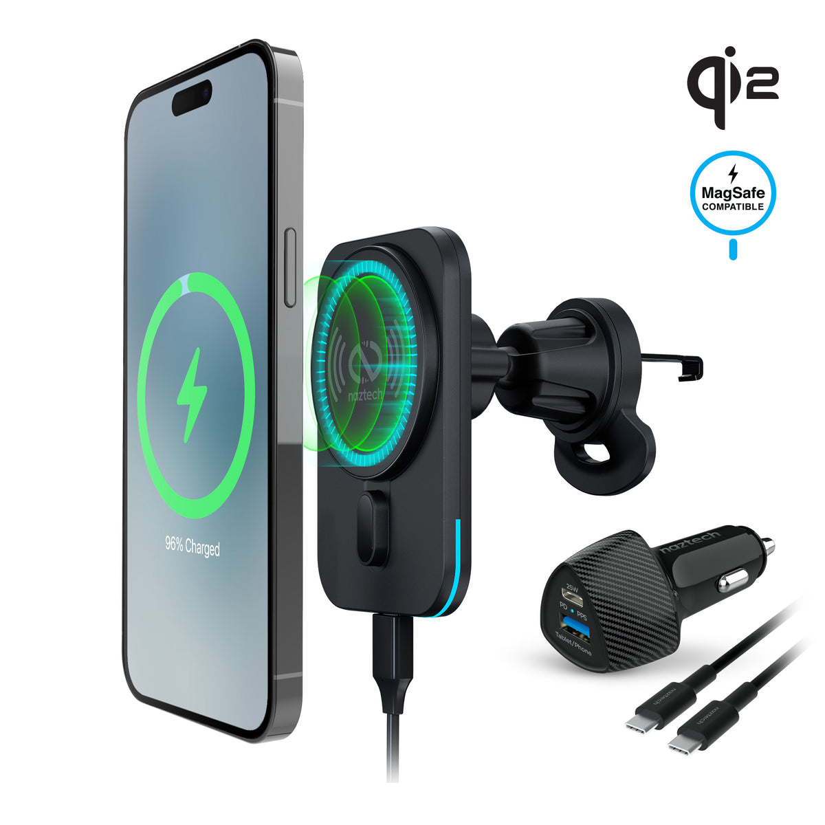 MagLock Magnetic Charging Vent Car Mount | Black – Naztech.com