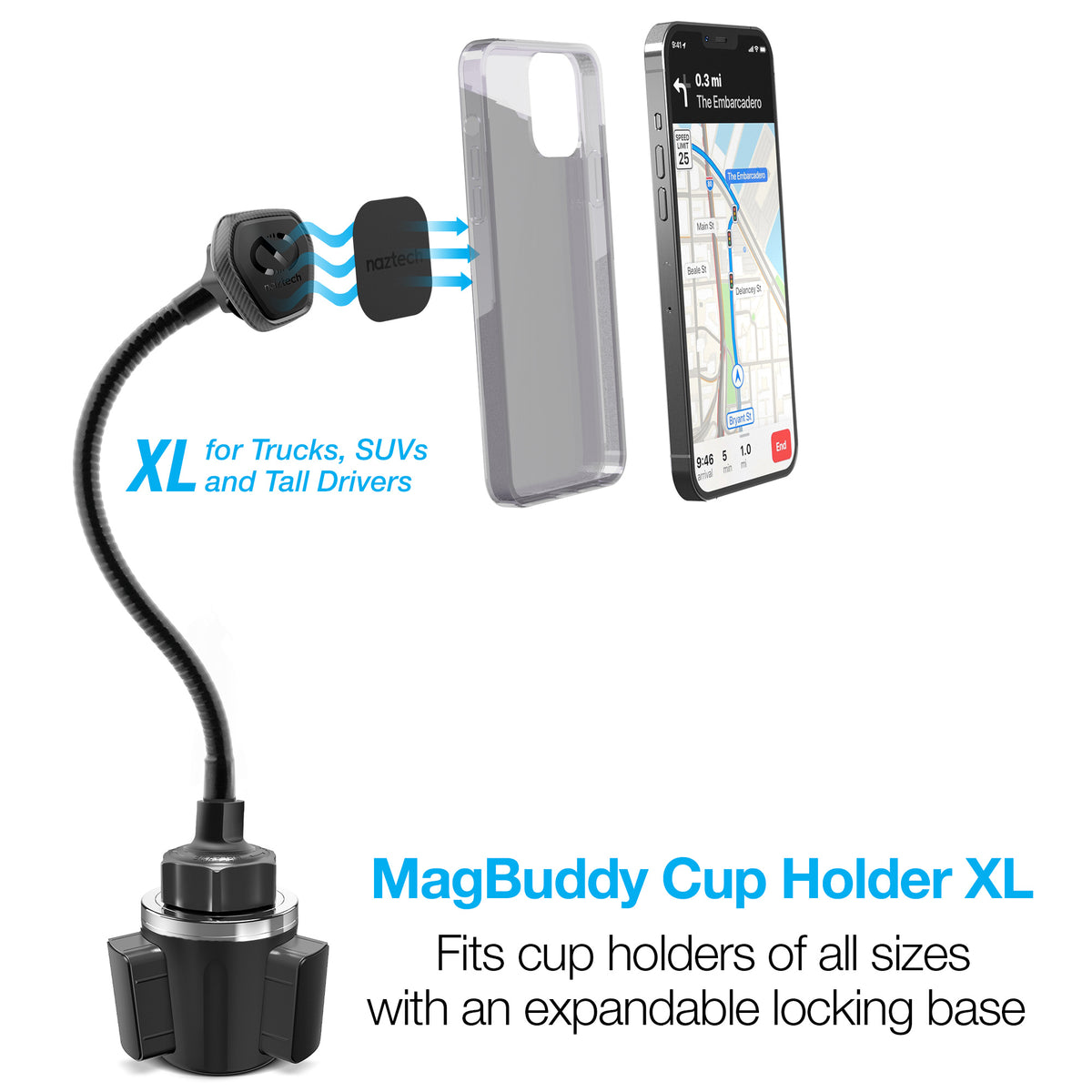 Magnetic Cup Phone Holder for Car | Naztech – Naztech.com